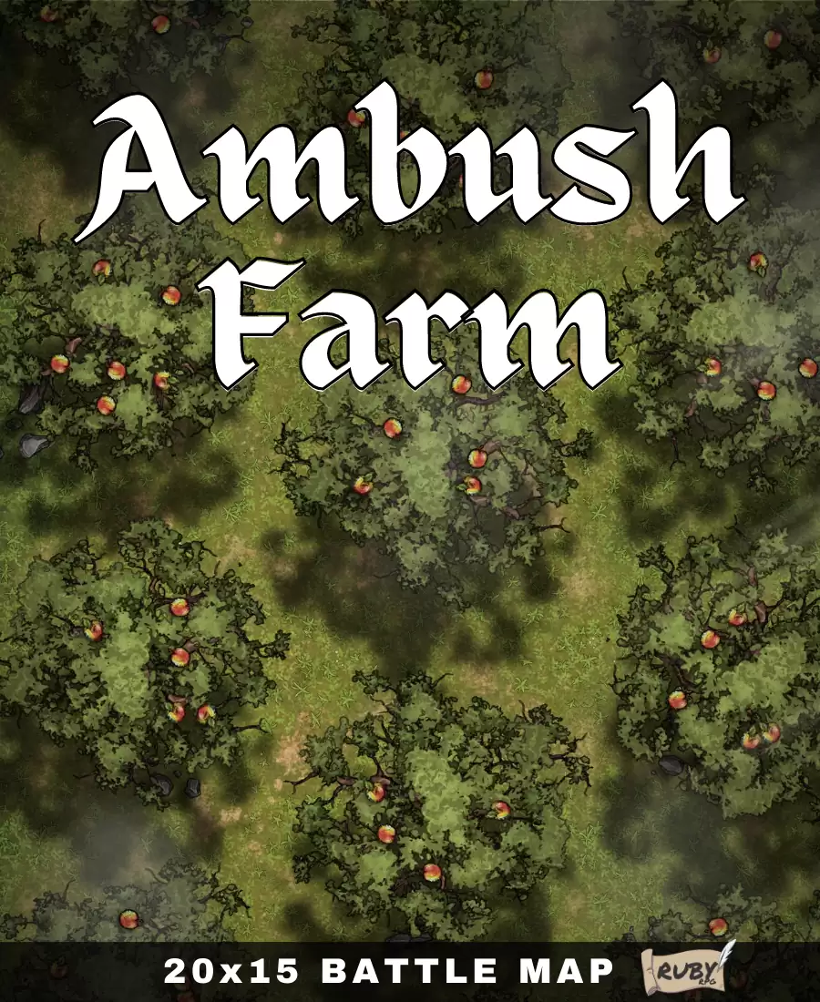 20x15 Battle Map - Ambush Fruit Farm - RubyRPG | DriveThruRPG