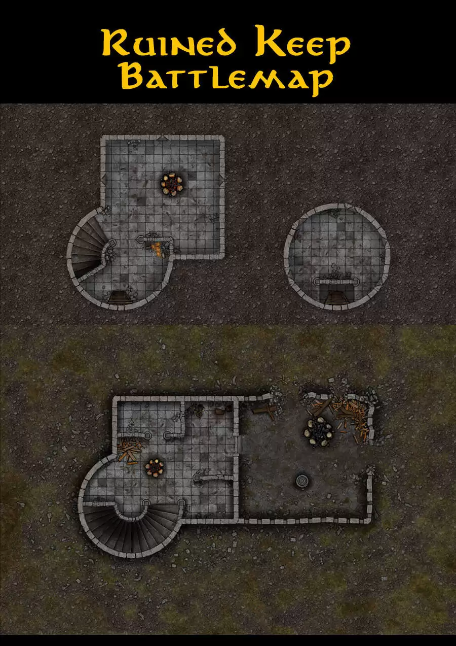 The Ruined Keep Battlemap - Chasing Ophelia | DriveThruRPG
