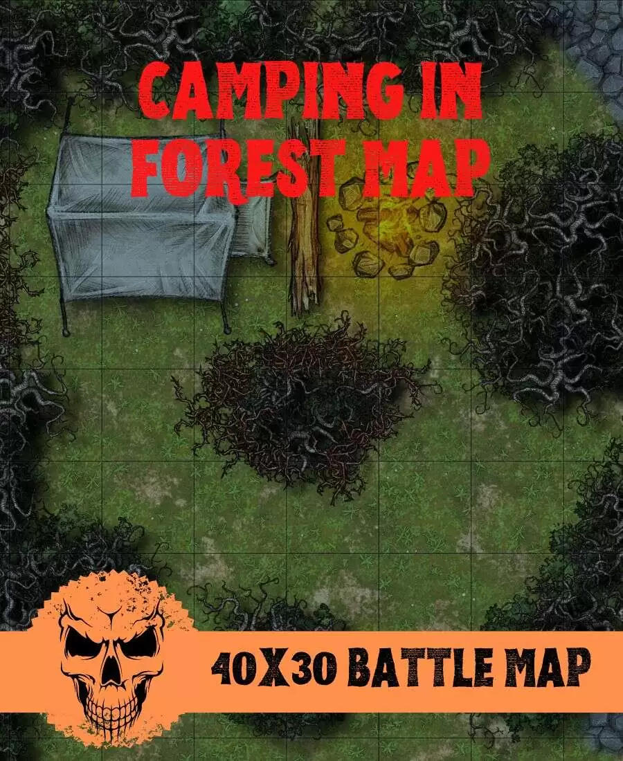 Camping in Forest Map: 40X30 BATTLE MAP (N0.2) - pleonjit.p | DriveThruRPG