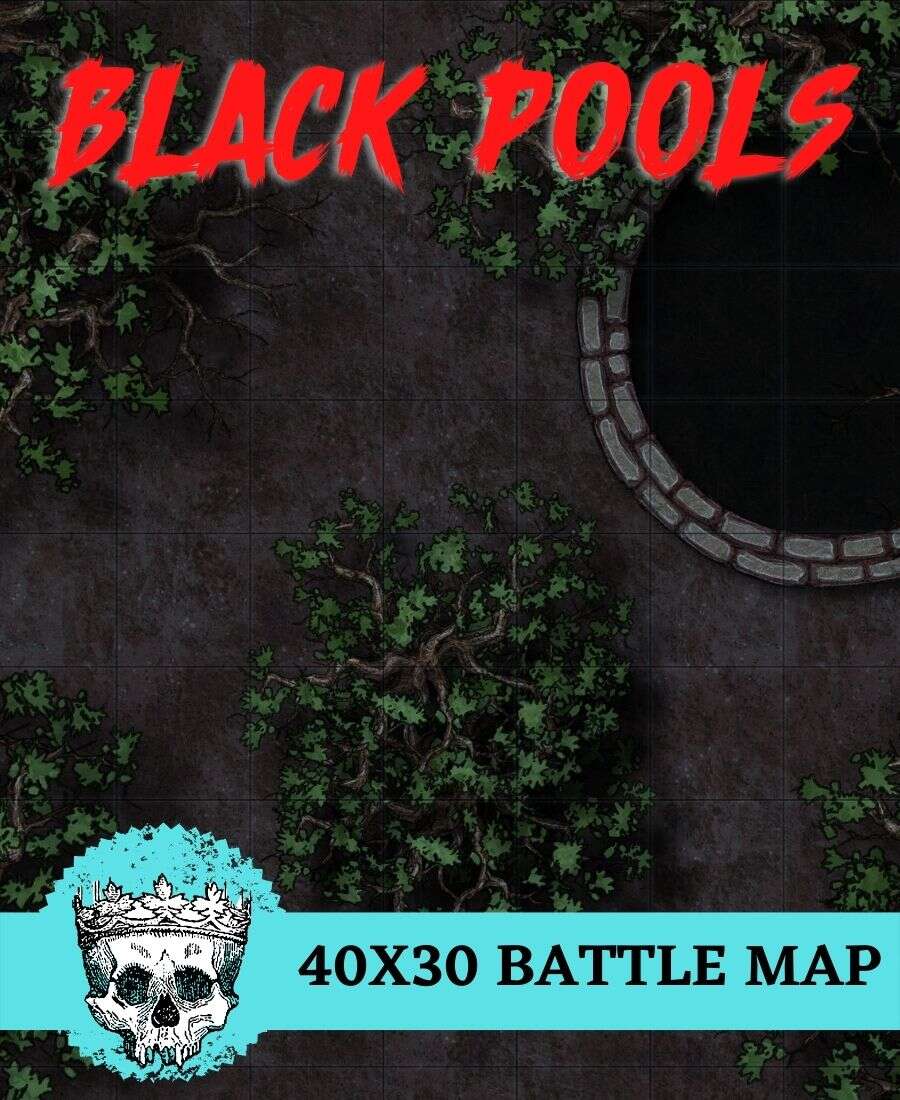 Black pools in forest map: 40X30 BATTLE MAP (N0.3) - loet.p | DriveThruRPG