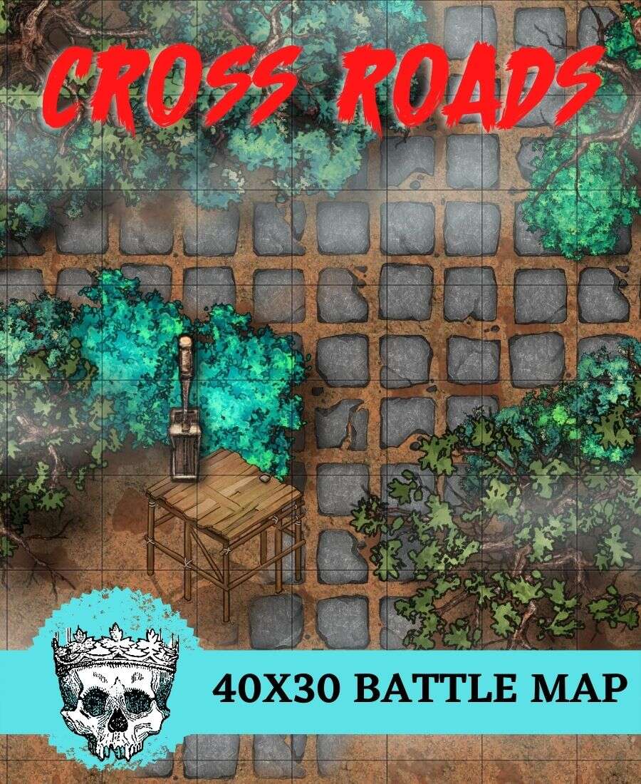 Cross Roads in forest map : 40X30 BATTLE MAP (N0.1) - loet.p | DriveThruRPG