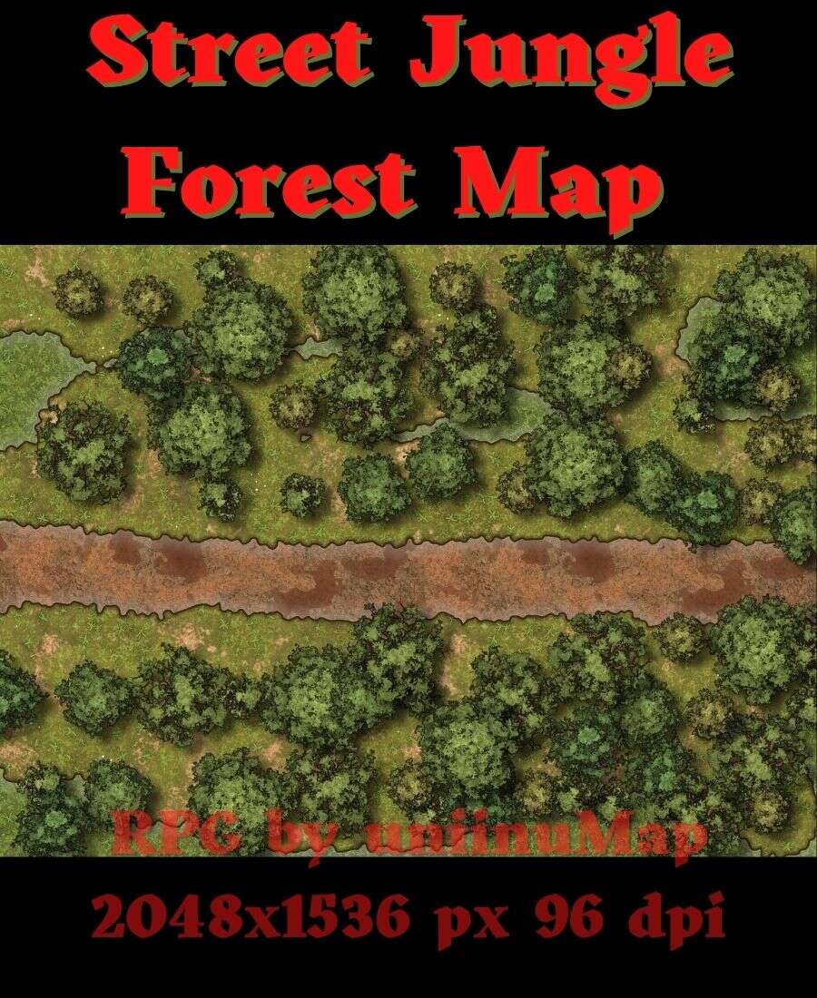Street Jungle Forest Map - uniinumap | DriveThruRPG