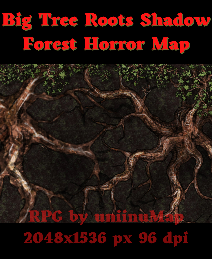 Big Tree Roots Shadow Forest Horror Map - uniinumap | DriveThruRPG