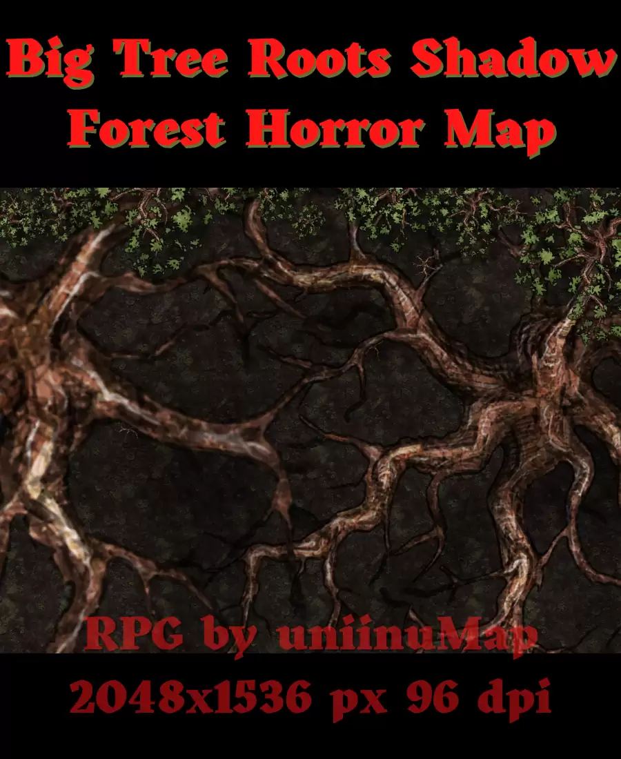 Big Tree Roots Shadow Forest Horror Map - uniinumap | DriveThruRPG