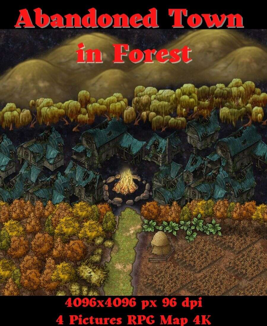 Abandoned Town in Forest - uniinumap | DriveThruRPG