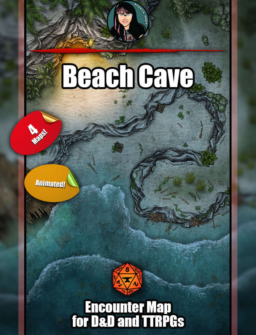 Beach Cave - animated map pack with Foundry VTT Support - Angela Maps ...