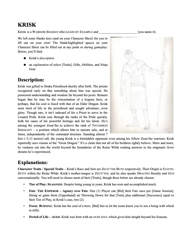 Krisk (Warrior-Shaman) - Pregenerated Character - Darkeyes Design LLC ...