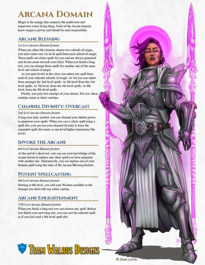Cleric 5e: Arcana Domain - Team Walrus Designs | DriveThruRPG