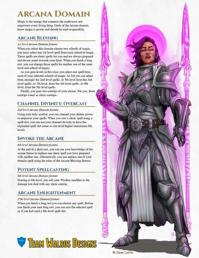 Cleric 5e: Arcana Domain - Team Walrus Designs | DriveThruRPG