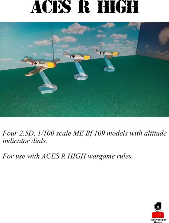 ACES R HIGH- Me 109 2.5D Paper Models - Paper Soldier Games | DriveThruRPG