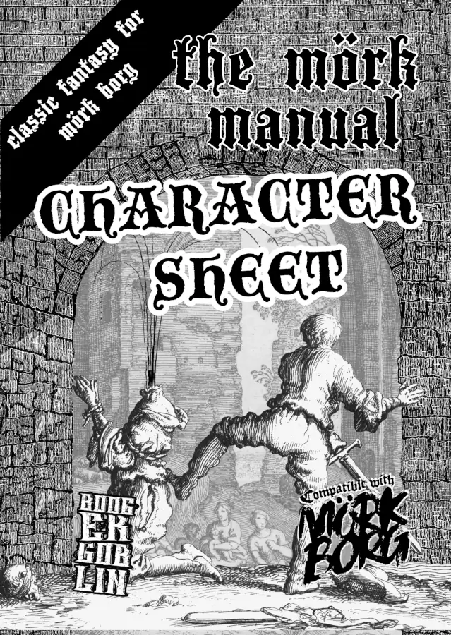 Character Sheet for Mörk Manual, OSR Mörk Borg - Booger Goblin Press ...