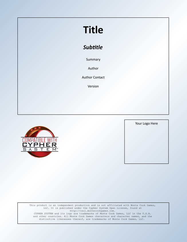 Cypher System Layout Template - Busy Wyvern | DriveThruRPG