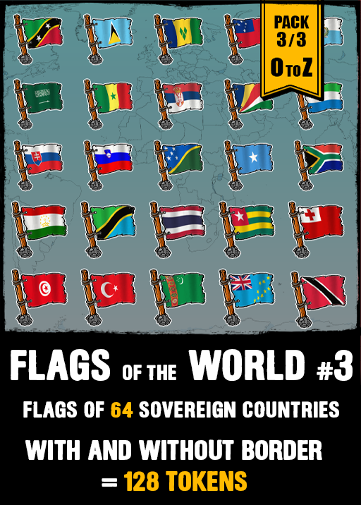 Flags of the World #3 (O to Z) - TöMa | VTT Tokens | DriveThruRPG