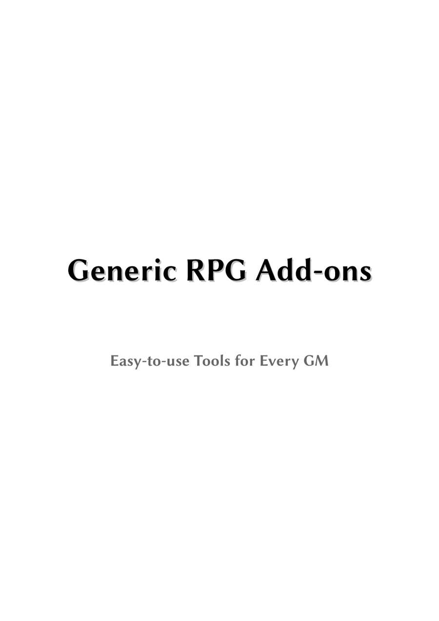 Generic RPG Add-ons - BgyPublishing | DriveThruRPG