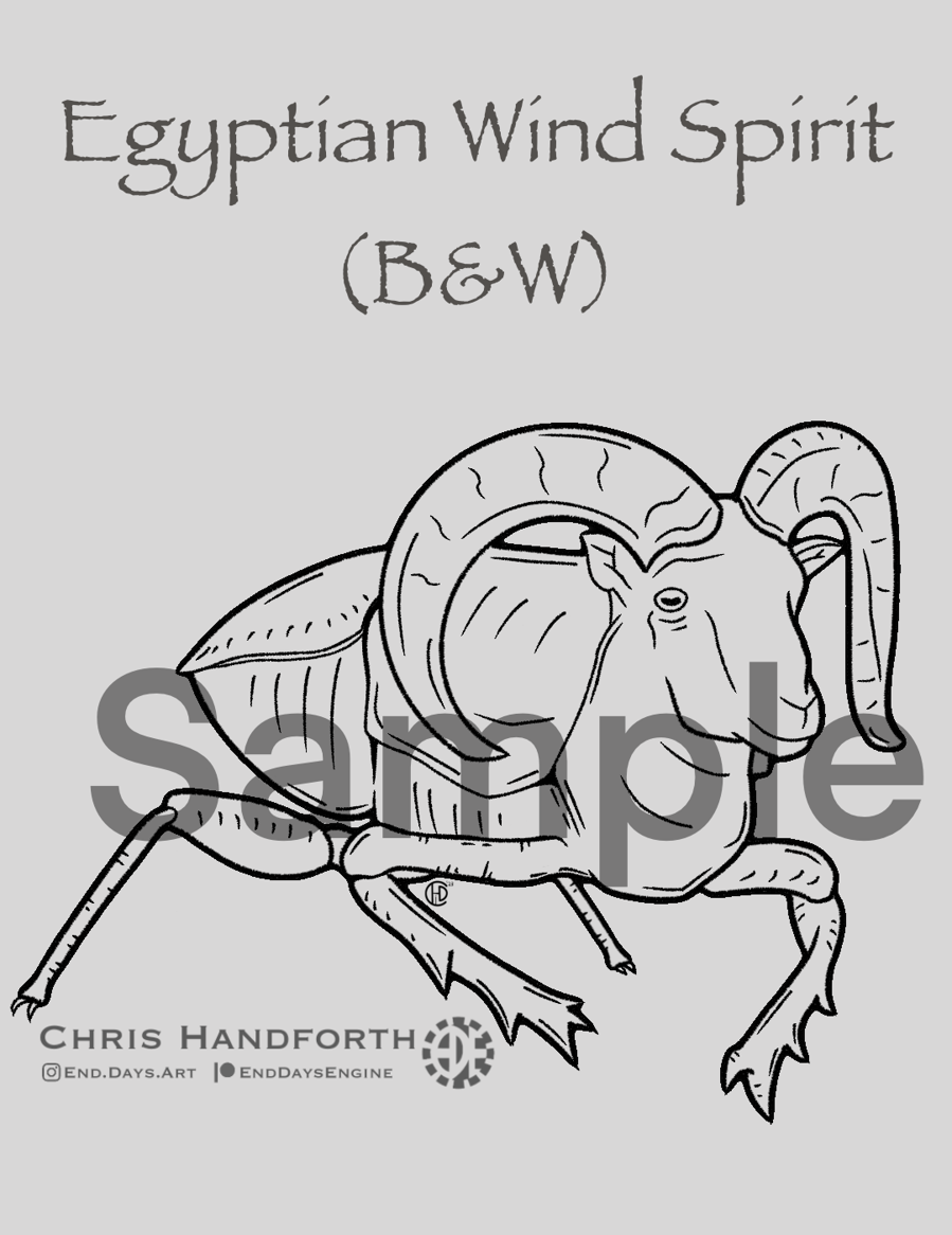 Egyptian Wind Spirit (B&W) - End Days Engine Publishing | DriveThruRPG