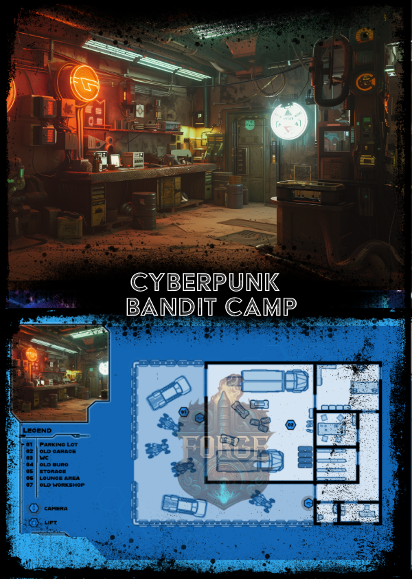 RPG Forge : cyberpunk bandit camp - RPG Forge | Cyberpunk | DriveThruRPG