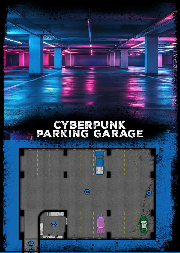 RPG Forge : cyberpunk parking garage - RPG Forge | Cyberpunk | DriveThruRPG