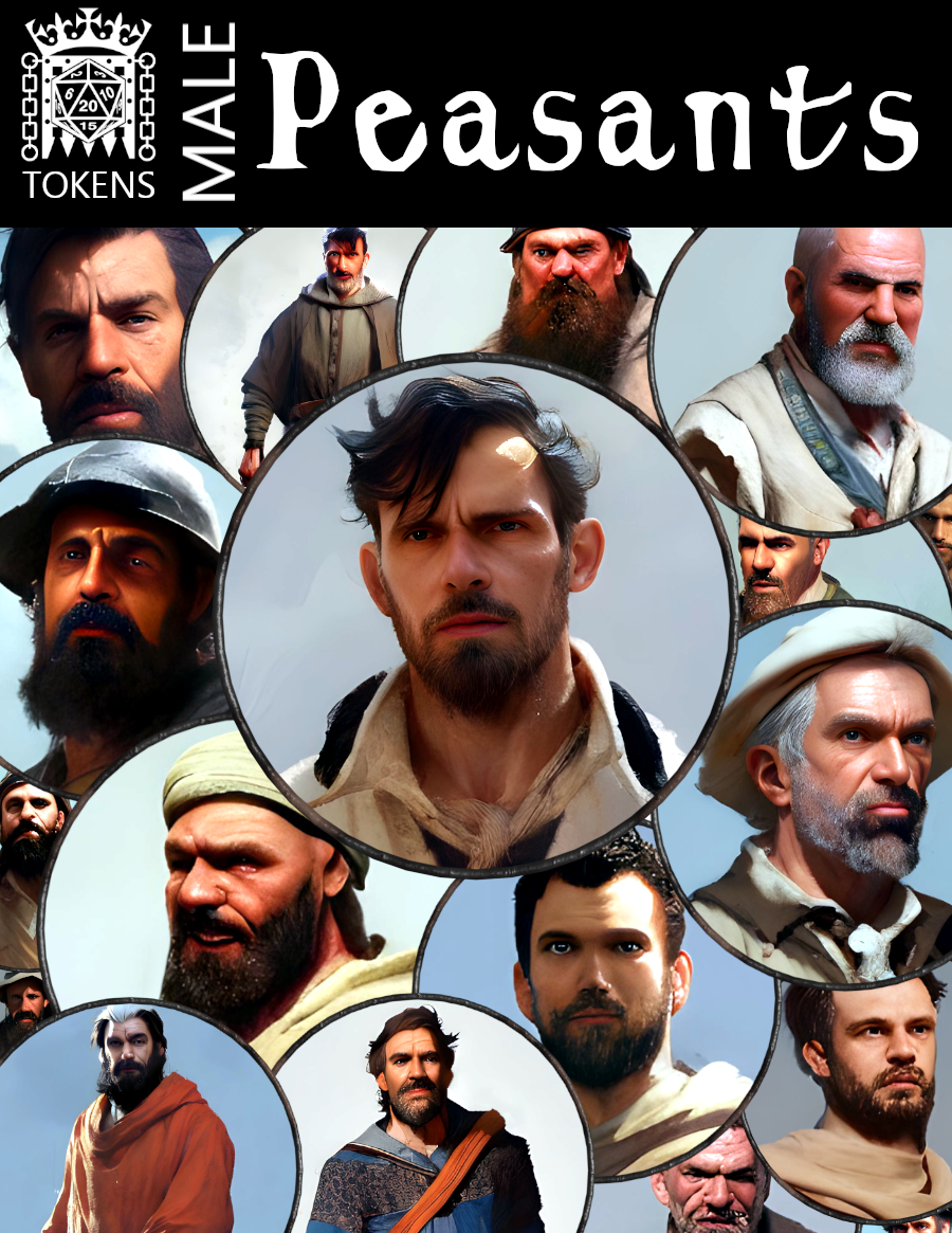 Tokens: 20 male peasants / commoners - Britical Hit | DriveThruRPG