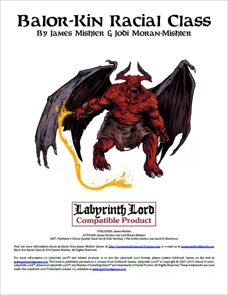 Labyrinth Lord: Balor-Kin Racial Class - James Mishler Games | DriveThruRPG