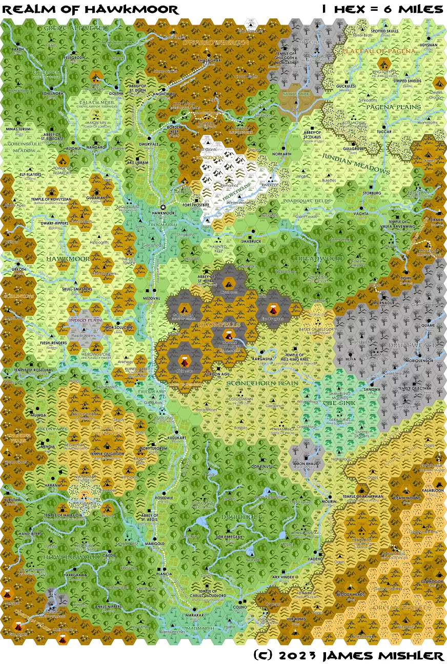 Hawkmoor Campaign Map - A Shadowdark Campaign Setting - James Mishler Games | DriveThruRPG