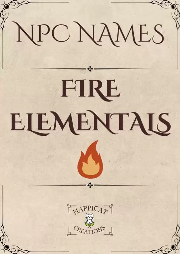Fire Elemental NPC Name and Image Collection - Happicat Creations | NPC ...