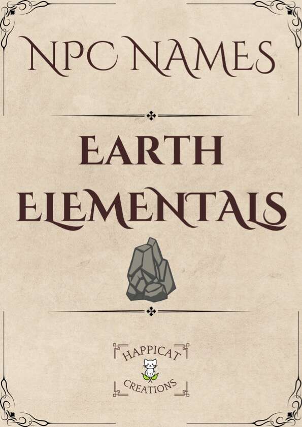 Earth Elemental NPC Name and Image Collection - Happicat Creations ...
