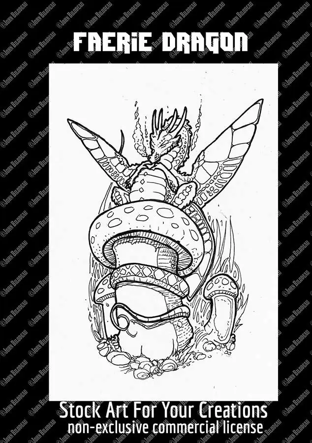 Faerie Dragon Black and White Clip Art - John Bilodeau Stock Art ...