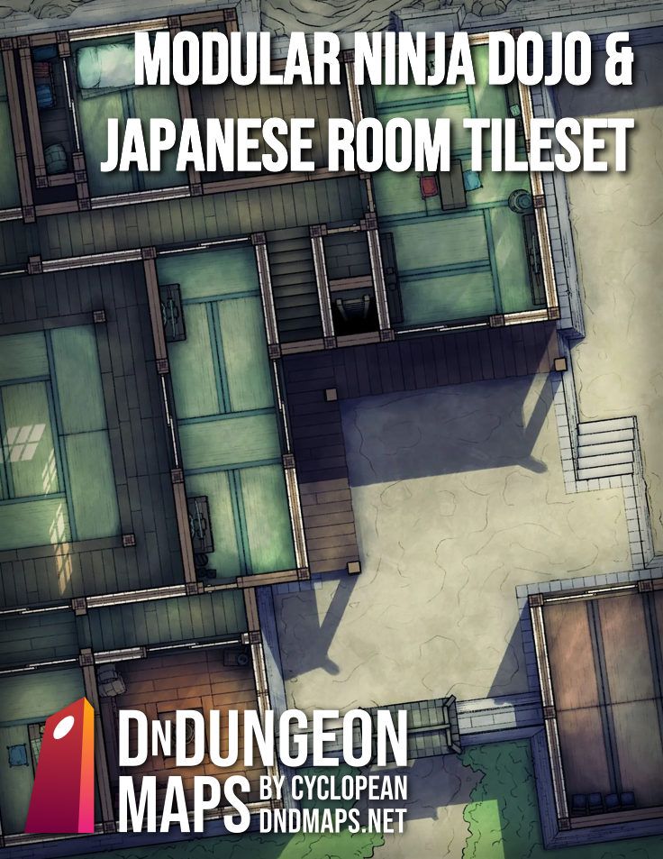 Modular Ninja Dojo & Japanese Rooms Tileset - Cyclopean | DriveThruRPG