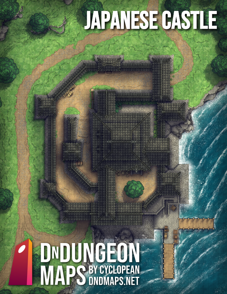 Japanese Castle Exterior - D&D Battlemap Map Pack - Cyclopean ...