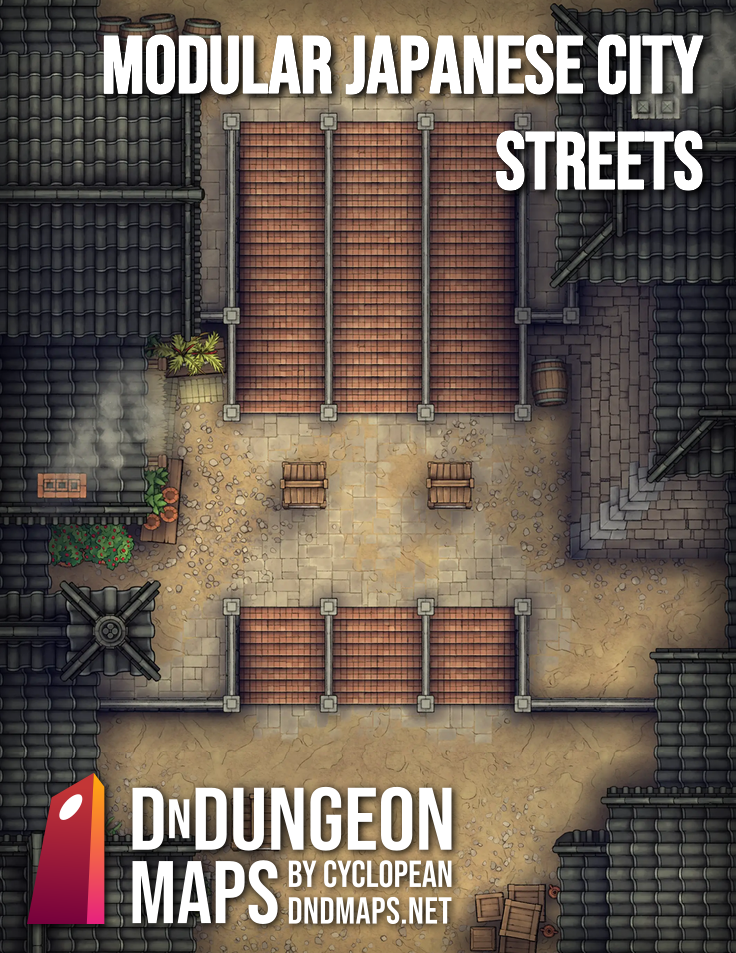 Modular Japanese City Streets - D&D Battlemap Tileset - Cyclopean ...