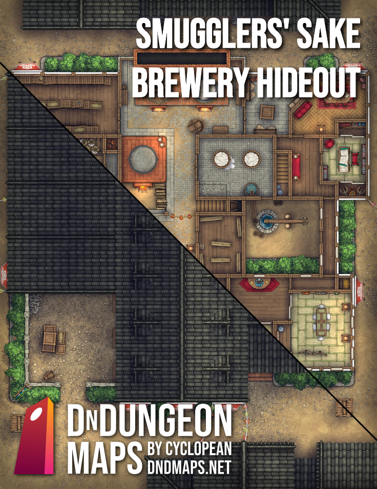 Smugglers' Sake Brewery Hideout - D&D Map Pack - Cyclopean | DriveThruRPG