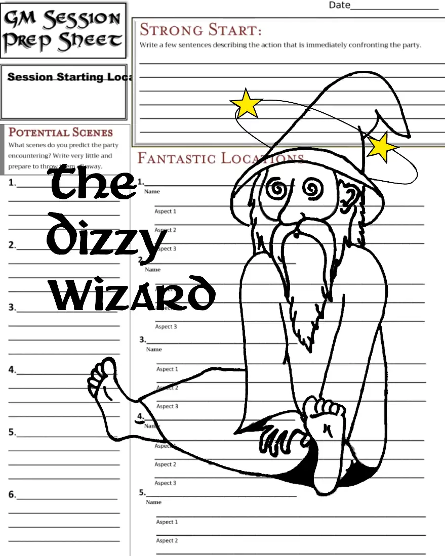 Session Prep Worksheet - Dizzy Wizard Publishing | DriveThruRPG