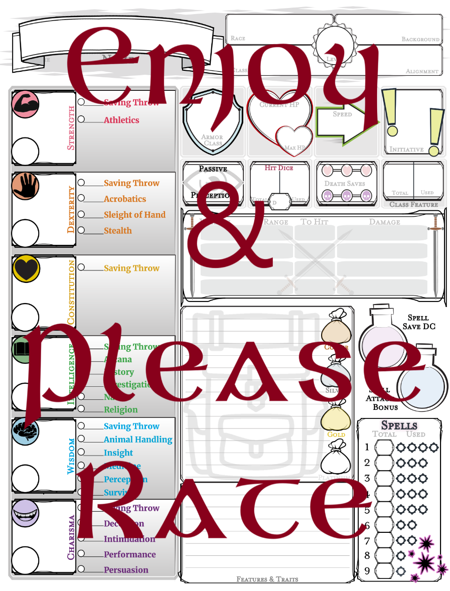 Simplified Character Sheet - Dizzy Wizard Publishing | DriveThruRPG