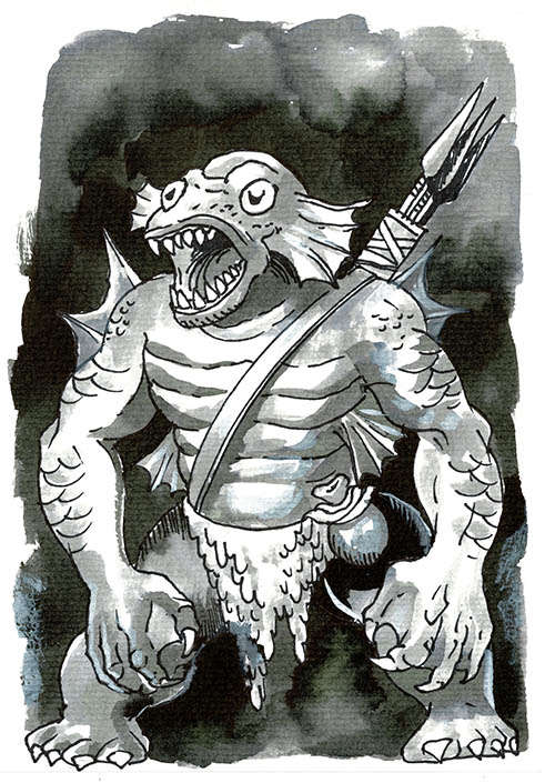 Deep One Fishman warrior clip art image - Ganesha Games | DriveThruRPG