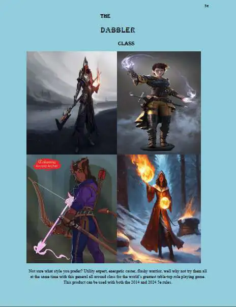 The Dabbler Class (5e) - Jamez Gamez | DriveThruRPG