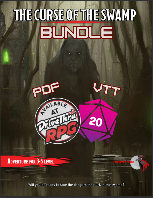 The Curse of the Swamp PDF + Roll20 VTT [BUNDLE] - 1st Adventures | Bundle Titles | DriveThruRPG