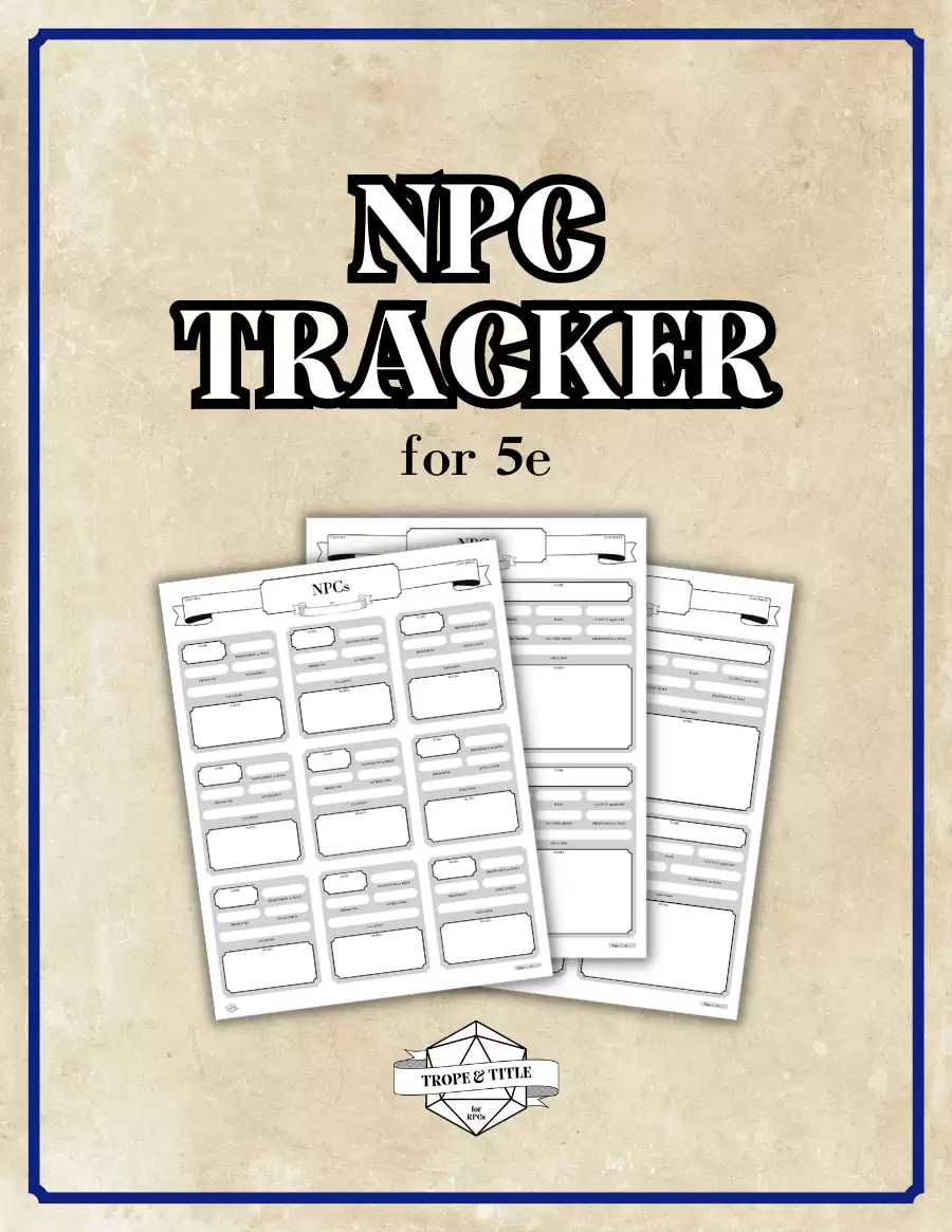 Supplementary Gameplay Sheets for 5e: NPC Tracker - Trope & Title ...