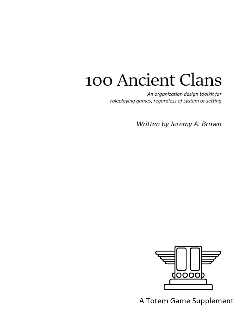 100 Ancient Clans - Totem | DriveThruRPG