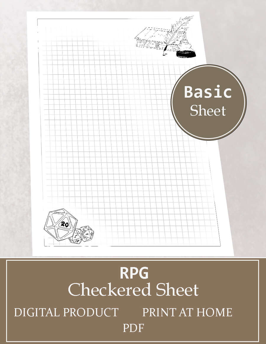 Journal page #5 checkered sheet - Dices N Ink | DriveThruRPG
