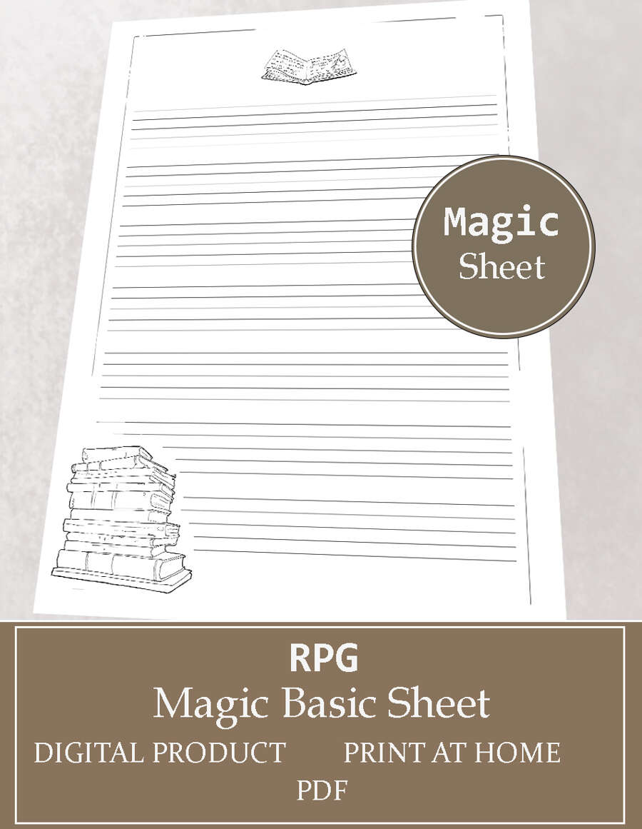 Journal Page #7 Magic Sheet - Dices N Ink | DriveThruRPG