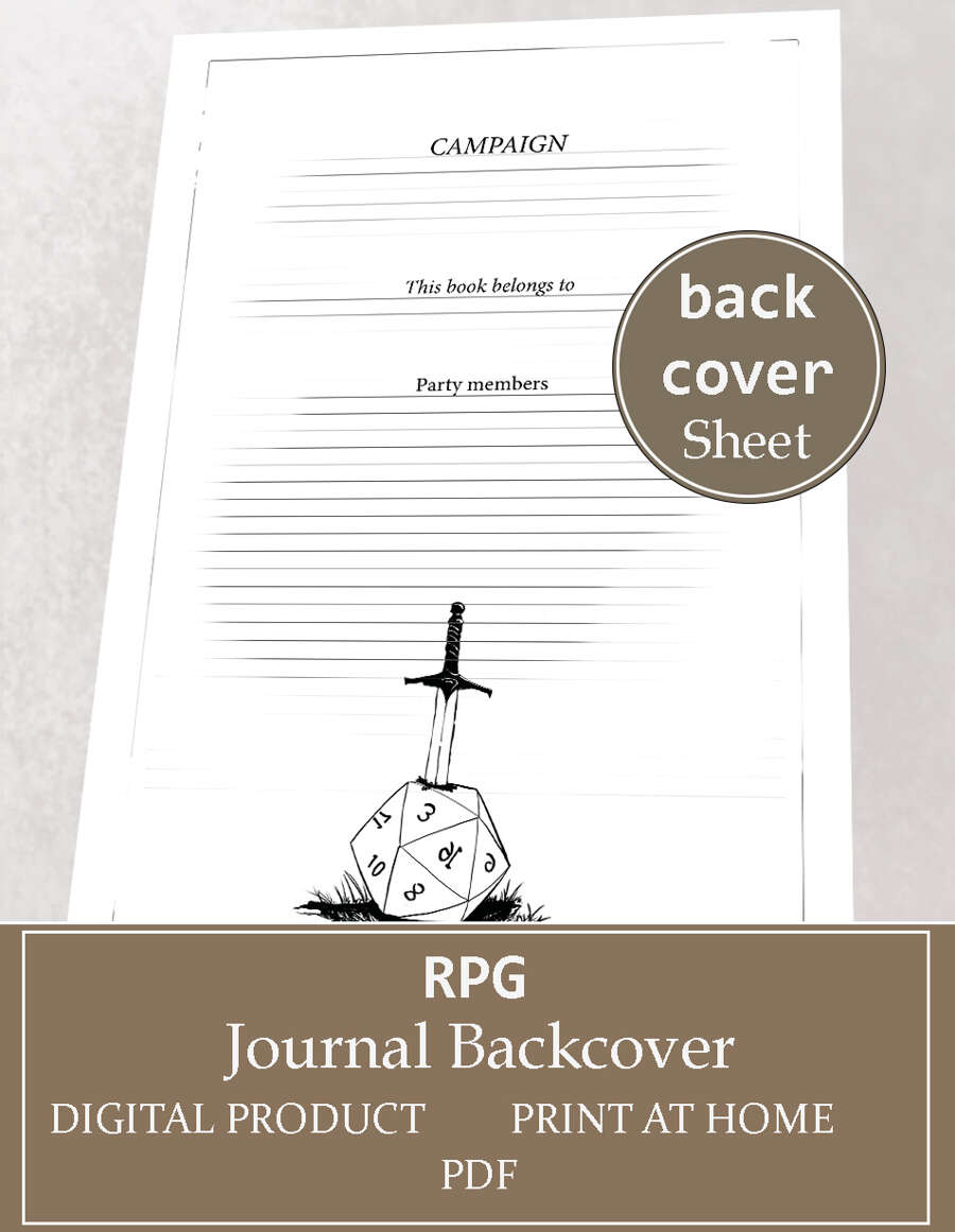 Journal Page #09 Backcover - Dices N Ink | DriveThruRPG