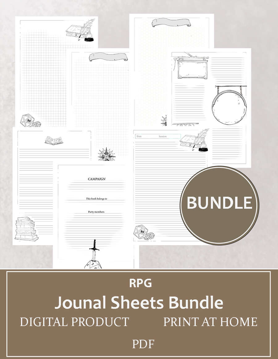 Jounal Basic Sheets [BUNDLE] - Dices N Ink | DriveThruRPG