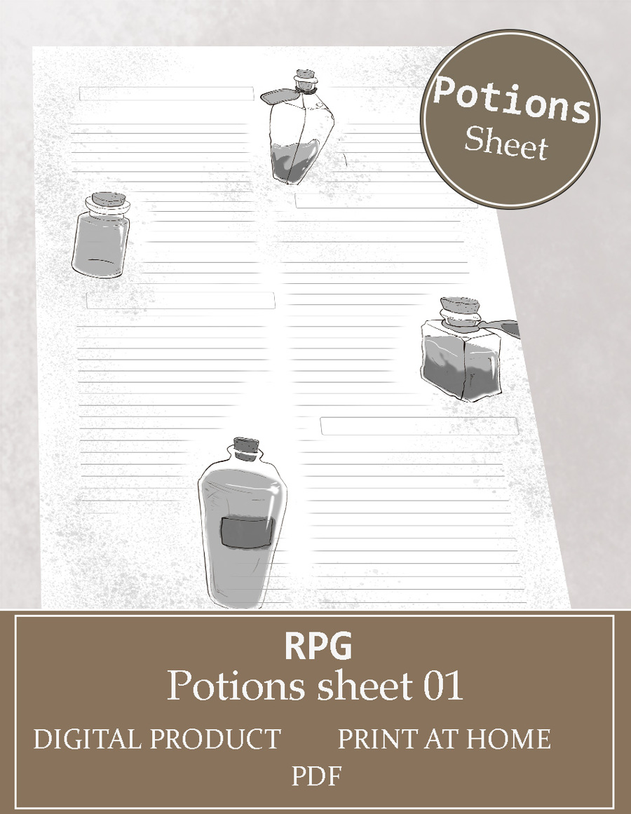 Journal Page #13 Potions 02 - Dices N Ink | DriveThruRPG
