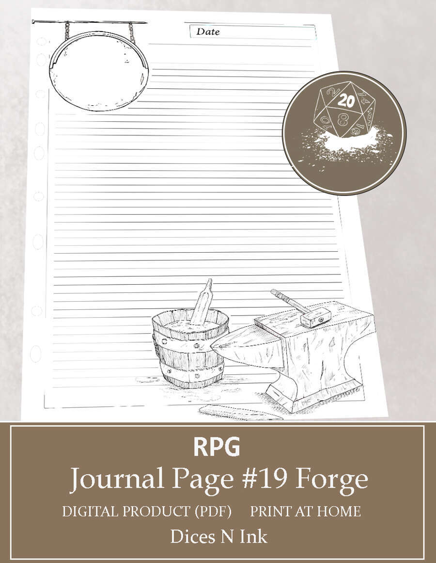 Journal Page #19 Forge - Dices N Ink | DriveThruRPG