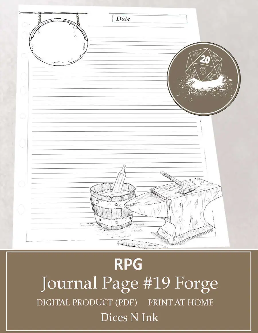 Journal Page #19 Forge - Dices N Ink | DriveThruRPG