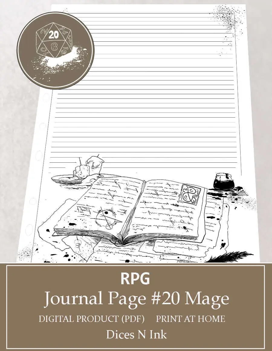 Journal Page #20 Mage - Dices N Ink | DriveThruRPG