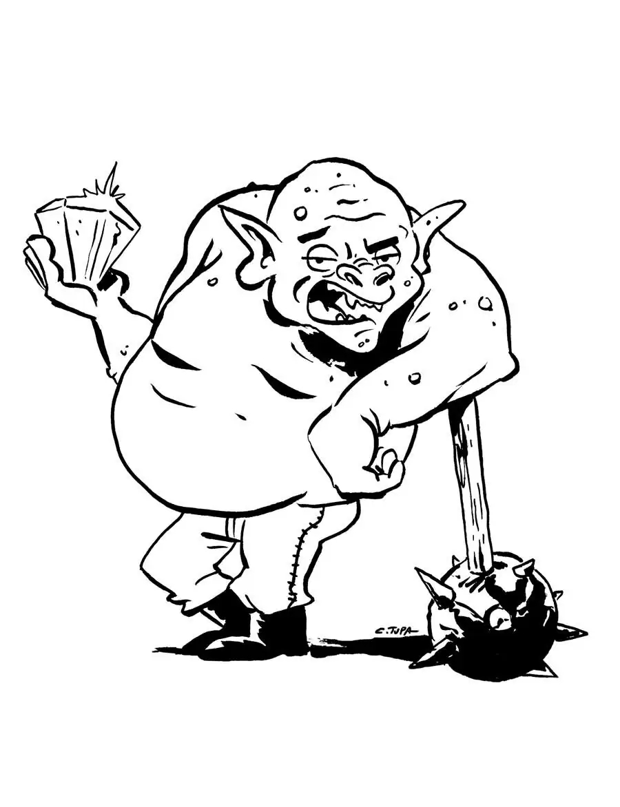 Character Art - Line Art - Orc with Mace - Christopher Tupa | DriveThruRPG
