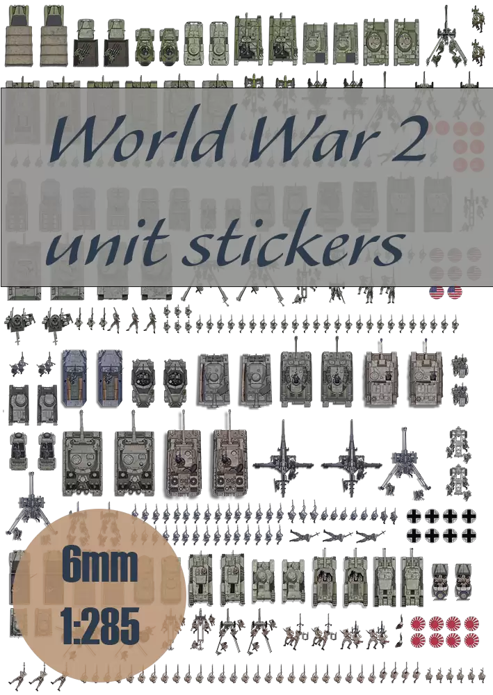 World War 2 unit stickers 1:285 (6 mm) - TankettePublishing | DriveThruRPG