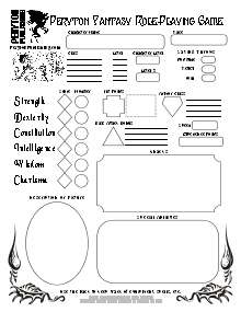 Peryton RPG Character Sheet - Peryton Publishing | Peryton RPG ...