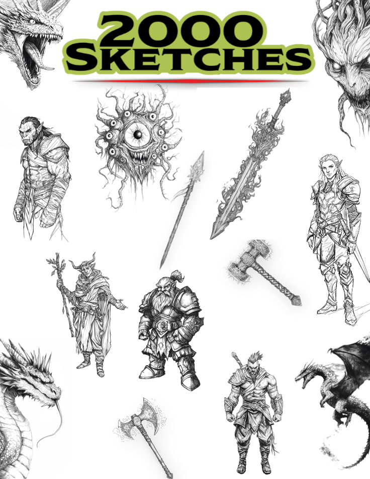 2000 Sketches [BUNDLE] - A4 Play | Sketchbooks | DriveThruRPG
